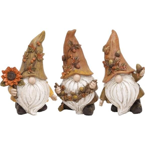 Accents | Fall Gnomes Table Decor Set Of 3 Autumn Decor Resin Garden ...